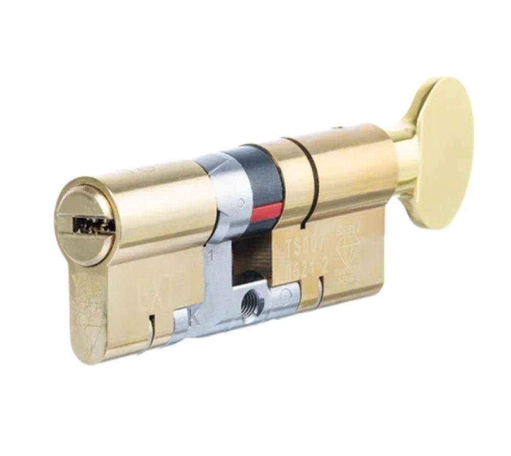 Yale Platinum 3 Star Euro Profile Cylinder T/O Turn in Polished Brass ...