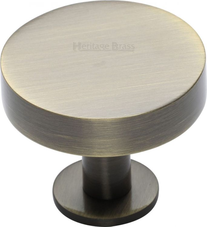Heritage Brass Cabinet Knob Disc Design with Base 38mm Antique Brass ...