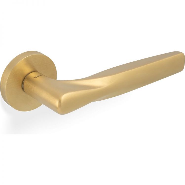 SOM New York Lever on Round Rosette in Satin Brass PVD - by Valli ...