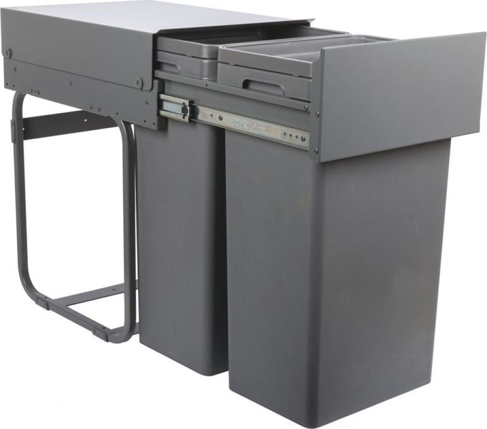 50221413 Waste Boss Pull Out Waste Bin 2 x 32L Anthracite Grey Min ...
