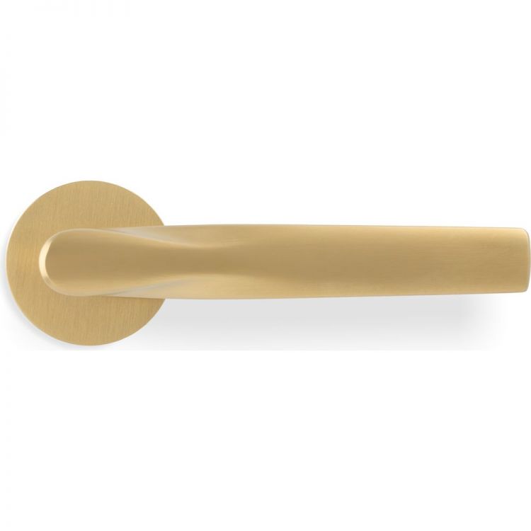 SOM New York Lever on Round Rosette in Satin Brass PVD - by Valli ...