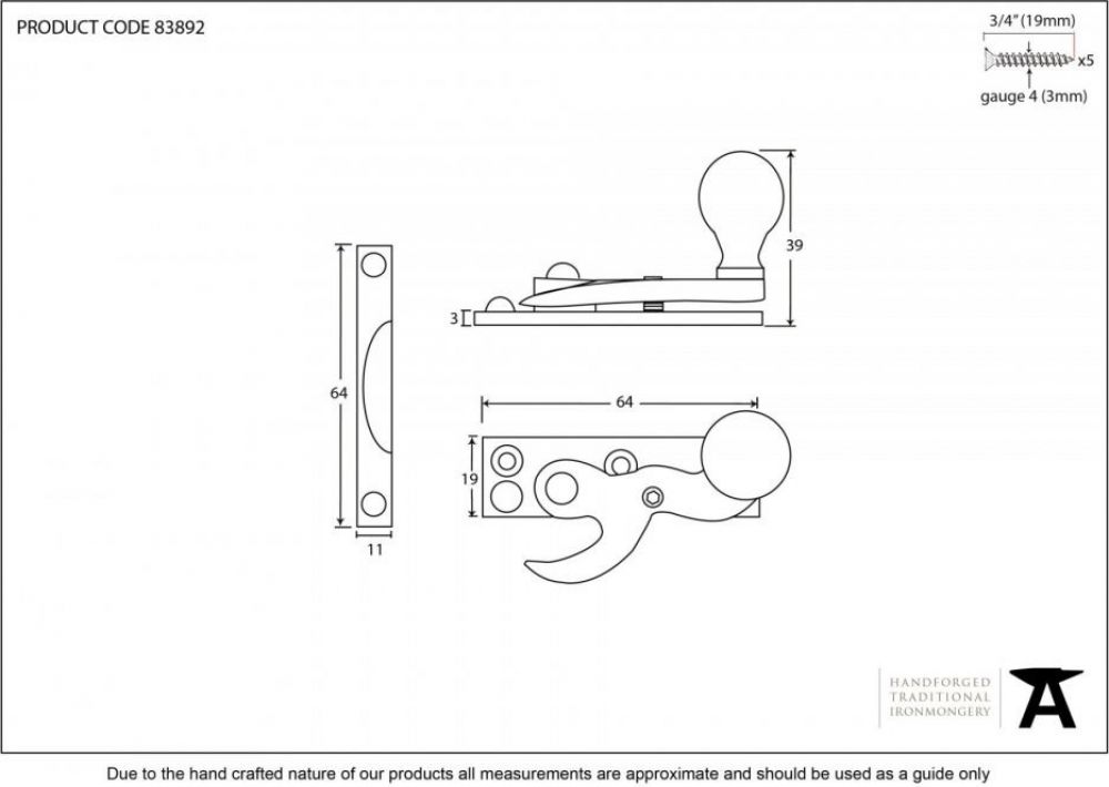 Anvil 83892 Polished Chrome Standard Hook Fastener - Silver Window ...