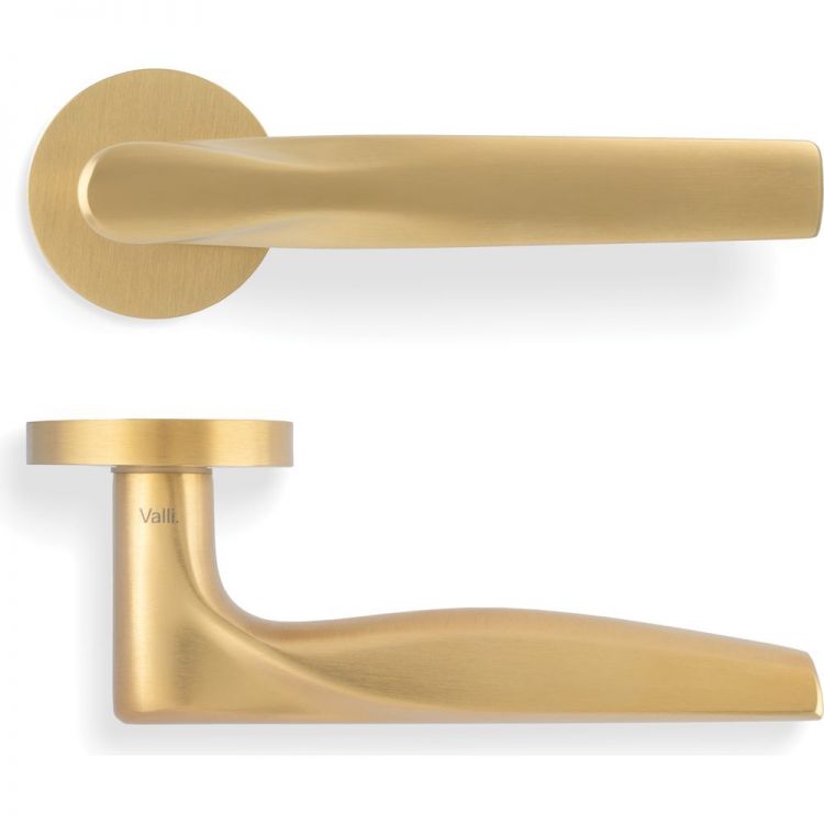 SOM New York Lever on Round Rosette in Satin Brass PVD - by Valli ...