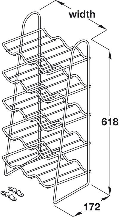 Wine Rack, Five Tier, Chrome Wire, for Base Cabinets, cabinet width ...